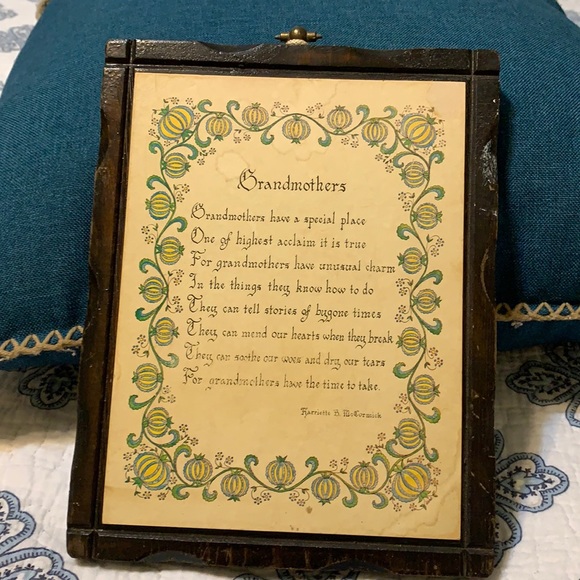 Art | Vintage Grandmothers Pine Wood Plaque By Jerry Schultz Co Bay ...